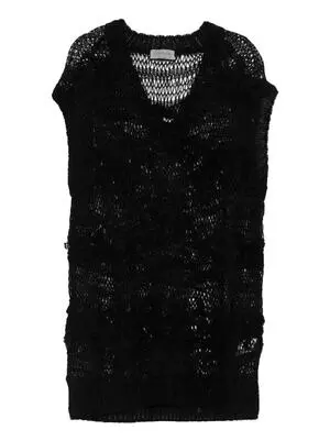 Yohji Yamamoto V-neck Knitted Top - Black