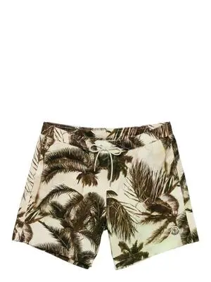 Moncler Palm Tree-print Swim Shorts - Neutrals