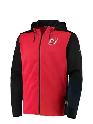 Adidas Nhl New Jersey Devils Full-zip Hoodie - Red
