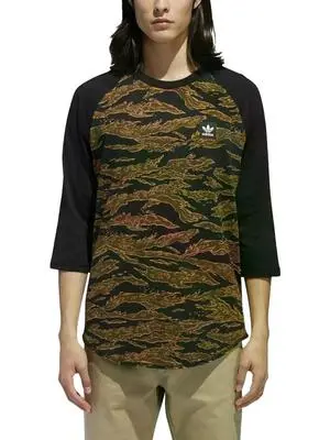Adidas Camouflage-print Raglan-sleeve T-shirt - Black