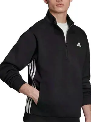 Adidas Logo Zip-neck Sweatshirt - Black