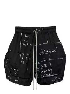 Rick Owens Drawstring Printed Shorts - Black