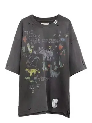 Mihara Yasuhiro Graphic-print Distressed T-shirt - Grey