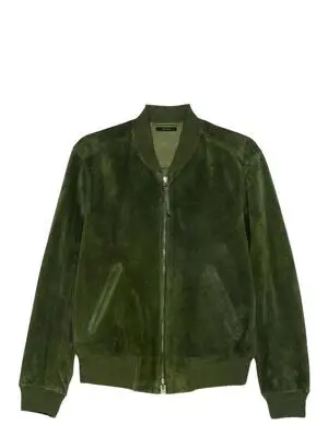 TOM FORD Perforated Suede Bomber Jacket - Green