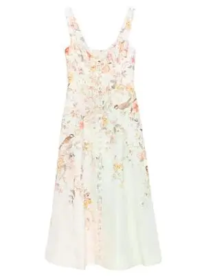 Zimmermann Luna Floral Picnic Midi Dress - Neutrals