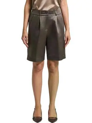 Peserico Pleated Turn-up Shorts - Brown
