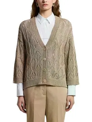 Peserico Sequined Cordonet Cardigan - Neutrals