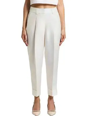 Peserico Pleated Trousers With Cuffed Hem - White