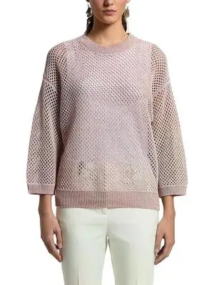 Peserico Sequinned Open-knit Crew-neck Sweater - Pink