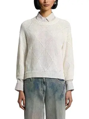 Peserico Diamond Knit Crew-neck Sweater - Neutrals