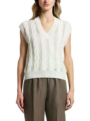 Peserico Cable-knit V-neck Top - White