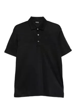 Zegna Button Wool Polo Shirt - Black