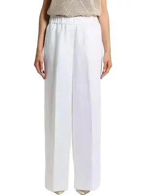 Peserico Herringbone Wide Leg Trousers - White