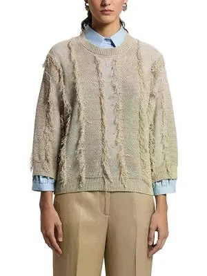 Peserico Sequinned Fringed Sweater - Neutrals