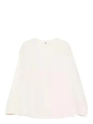 TOTEME Long-sleeved V-neck Top - White