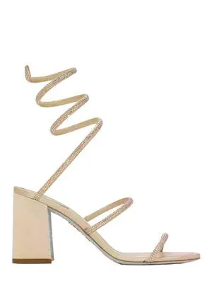 Rene Caovilla Cleo Crystal-embellished Spiral-strap Sandals - Neutrals