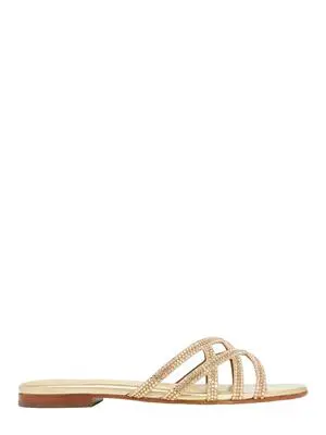 NICOLI Zuri Crisscross Embellished Sandals - Gold