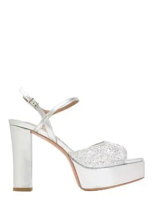 NICOLI Neza Lace Embellished Sandals - Silver