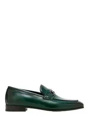 FERRAGAMO Hardware Loafers With Croc-effect - Green