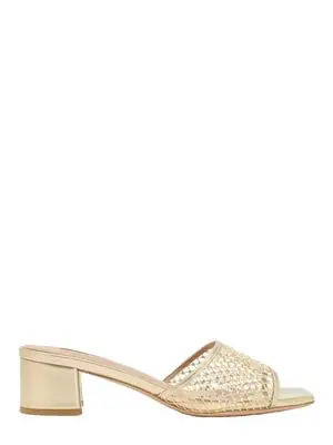 NICOLI Net Mules With Block Heel - Gold