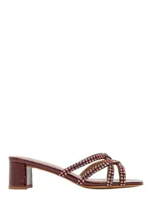 NICOLI Embellished Crisscross Sandals - Brown