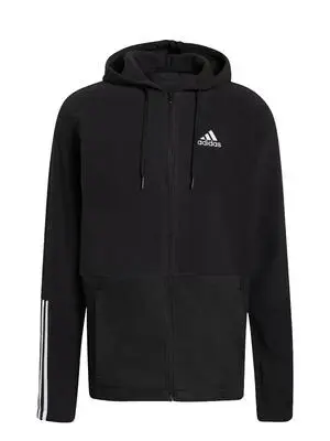Adidas Essentials Giant-logo Full-zip Hoodie - Black
