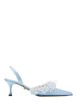 Mach & Mach Pearl Embellished Slingback Pumps - Blue