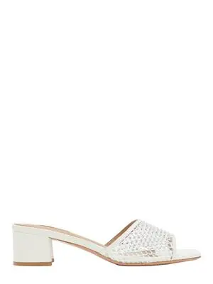 NICOLI Beaded Mesh Mules - White
