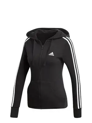 Adidas Essentials 3-stripe Zip-up Hoodie - Black