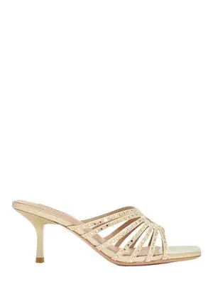 NICOLI Rhinestone-strap Heeled Mules - Gold