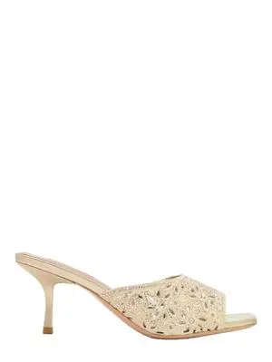 NICOLI Embellished Heeled Mules - Neutrals