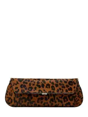 Amina Muaddi Leopard Print Clutch - Brown
