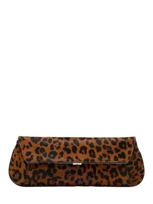 Amina Muaddi Leopard Print Clutch - Brown