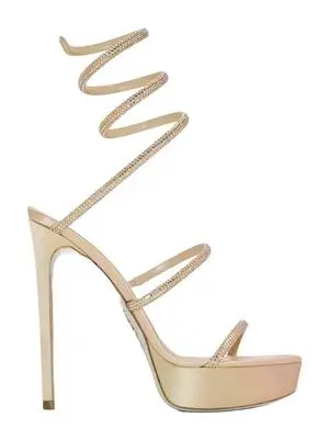 Rene Caovilla Platform Crystal Embellished Sandals - Neutrals