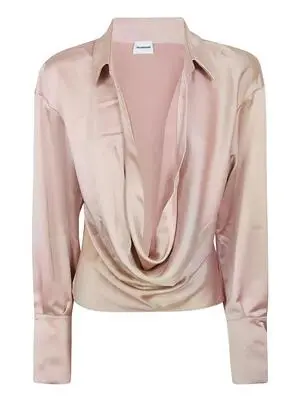 Andamane Lilia Cowl-neck Collared Blouse - Pink