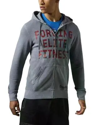 REEBOK Crossfit Forging Elite Fitness Full-zip Sweatshirt - Grey