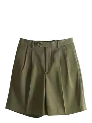 Auralee Pleated Gabardine Shorts - Green