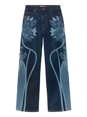 La DoubleJ Floral Print Straight Leg Jeans - Blue