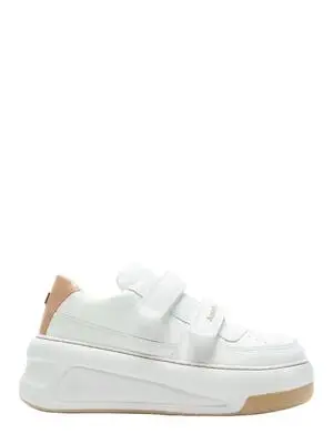 Acne Studios Leather Sneakers With Touch-strap Fastening - White