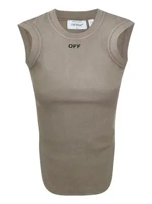 Off-White Ribbed Sleeveless Top - Neutrals