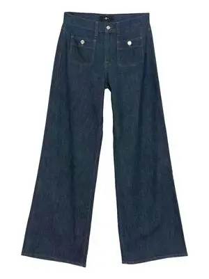 7 For All Mankind Lotta Patch Pocket Wide Leg Jeans Blue
