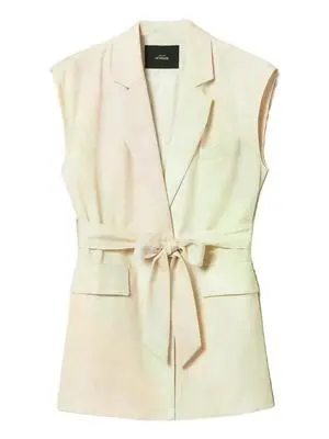 TWINSET Sleeveless Belted Waistcoat - Neutrals