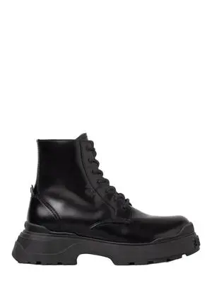 Fendi Leather Lace-up Boots - Black