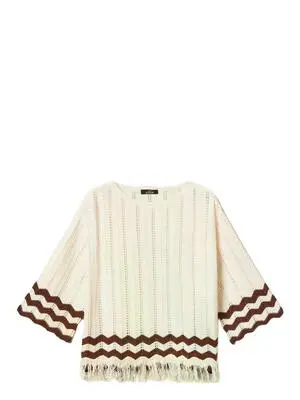 TWINSET Zigzag-print Fringed Top - White
