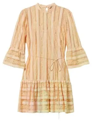 TWINSET Mini Striped Lace Dress - Pink