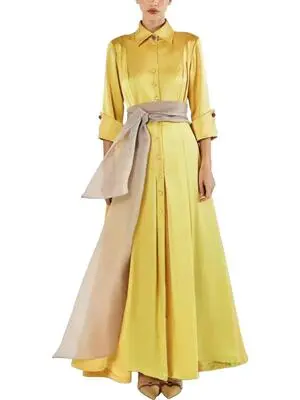 BARUNI Allegra Button Maxi Dress - Yellow