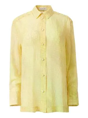 MIA PECULIAR Pearl-button Crocodile-print Shirt - Yellow