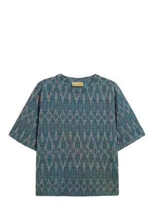 Momoni Iora Embossed Jacquard T-shirt - Blue
