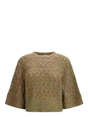 Brunello Cucinelli Open-stitch Silk Sweater - Brown