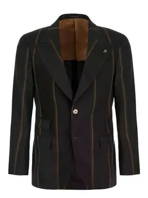 GABRIELE PASINI Striped Single-breasted Blazer - Black